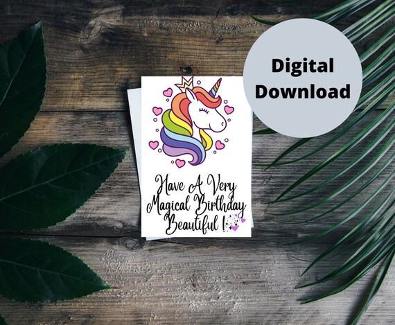 Unicorn Birthday Card Printable Unicorn Birthday Card | Etsy