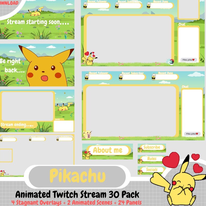 Pikachu Twitch Scenes - Etsy