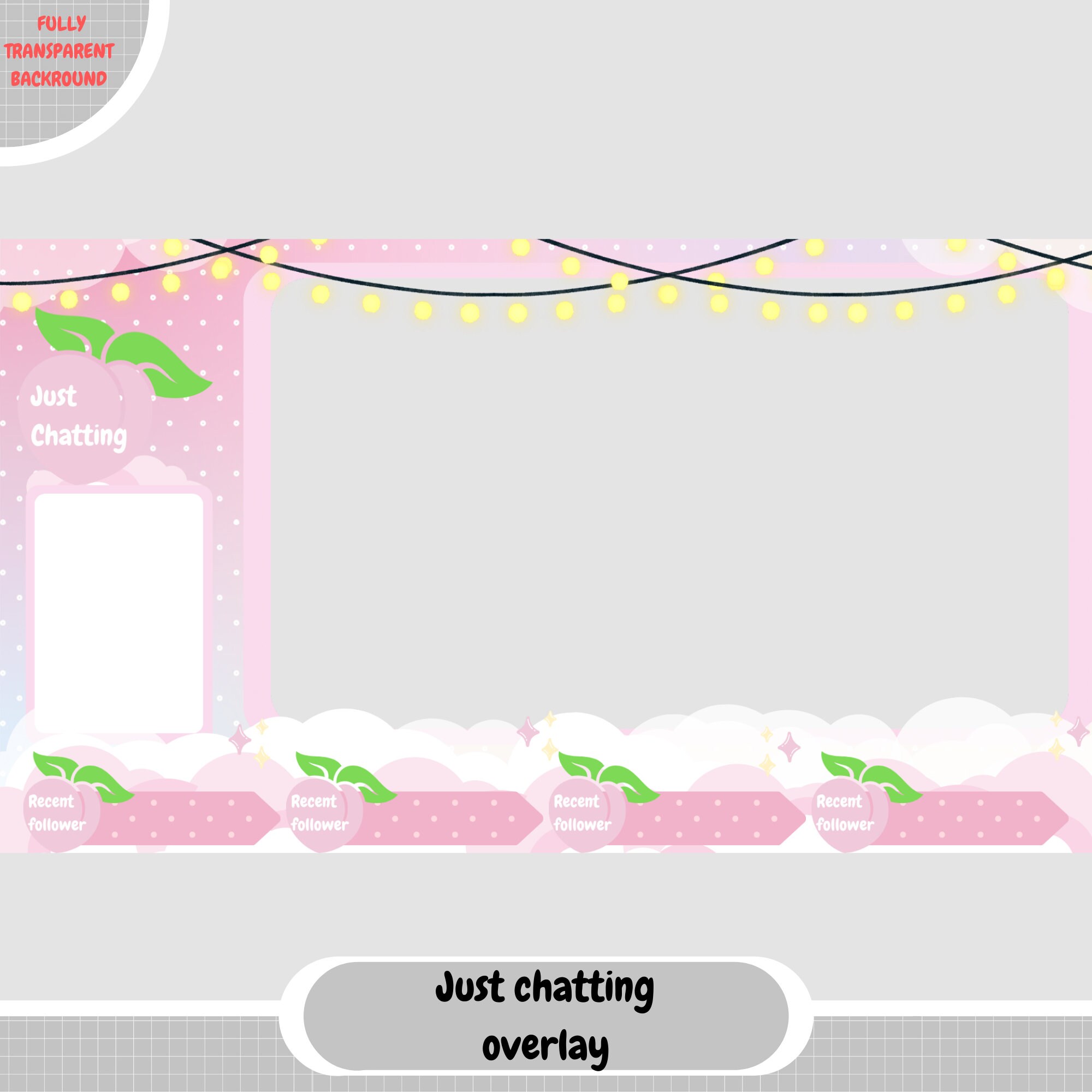 Animated Peaches & Clouds Twitch Package Overlays, Panels and Scenes Pink Starry Clouds Space ...