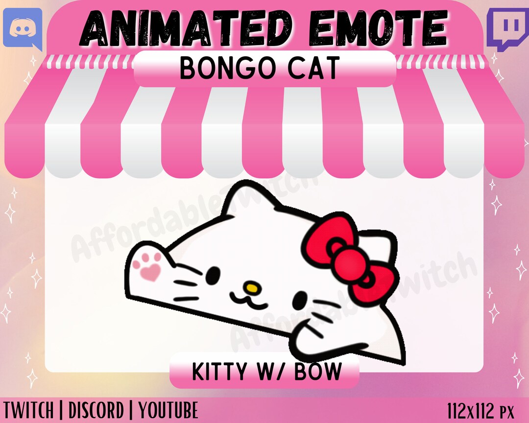 Animated Bongo Cat Kitty With Bow Inspired Emote Gif Twitch Youtube ...