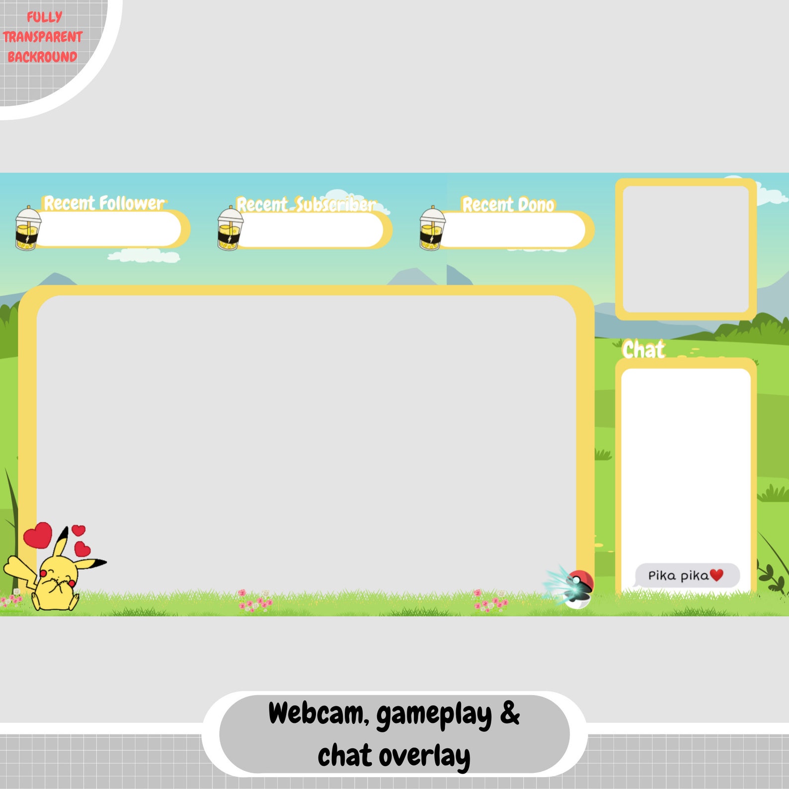 Animated Pokemon Pikachu Twitch Package Overlays, Panels, Matching ...