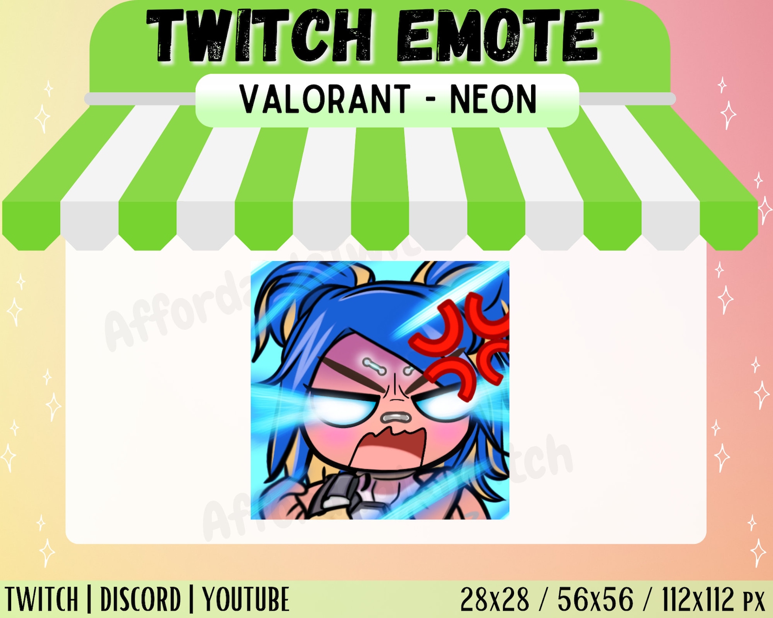 Premade Neon Rage Valorant Twitch Emote / Badge Discord P2U Instant ...