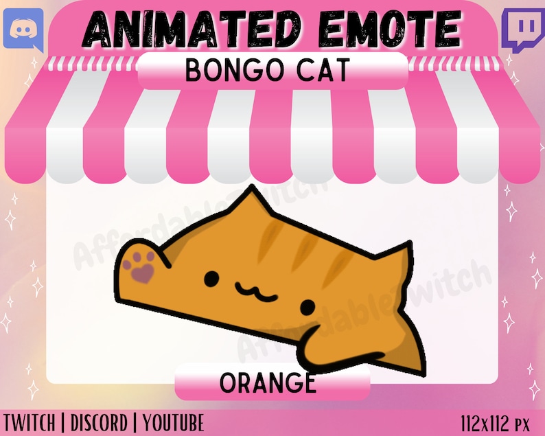 Animated Bongo Cat Emote Orange Gif Twitch Youtube Discord Kitten Cute ...