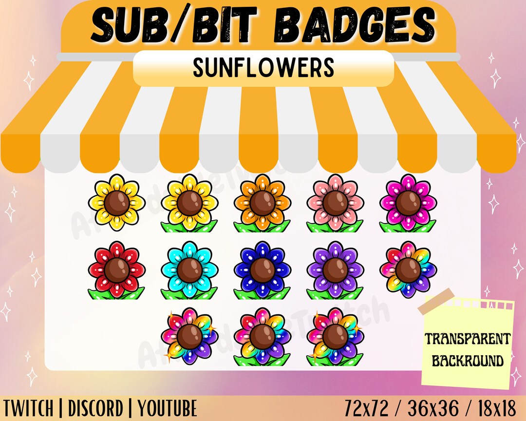 Sunflower Sub / Bit Badges | Overlays, Panels and Scenes | Yellow ...
