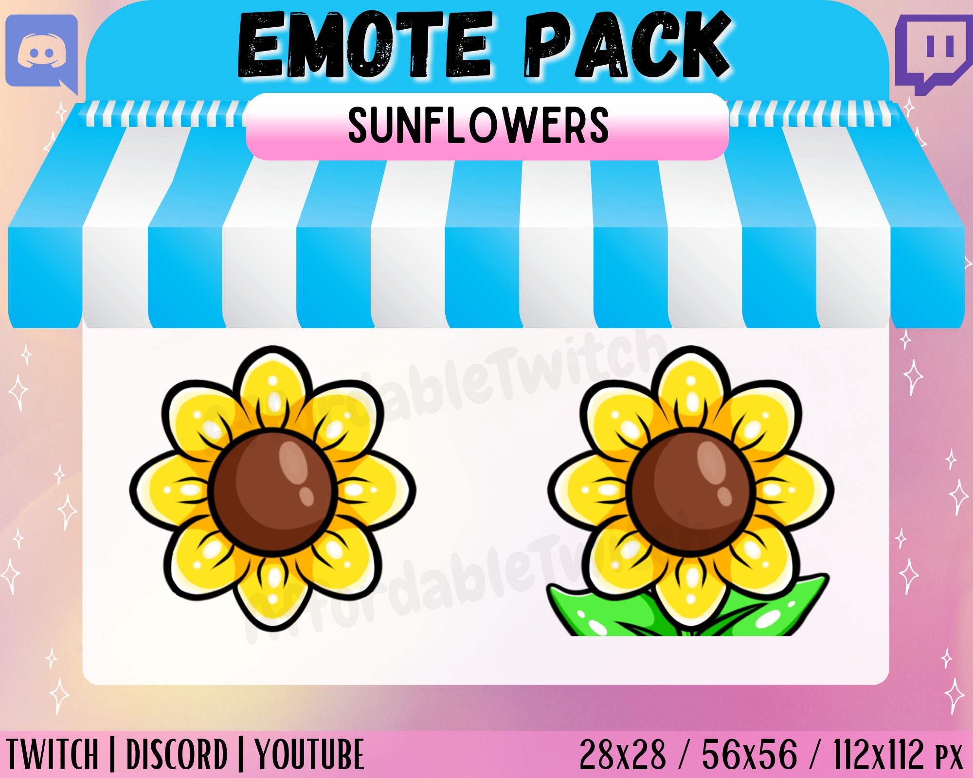 Sunflower Emotes Overlays, Panels and Scenes Yellow Sunflowers Green ...