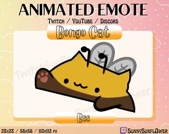 Animated Bongo Cat Emote Tabby Gif Twitch Youtube Discord | Etsy