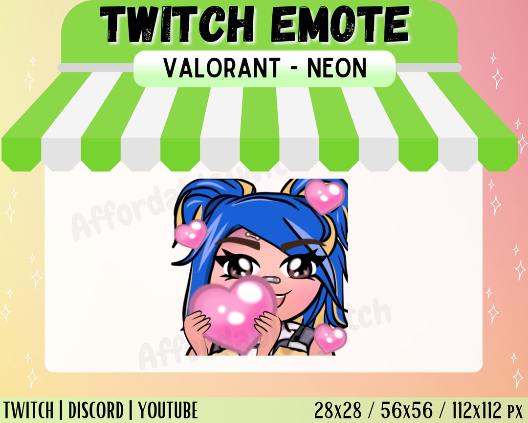 Premade Neon Love Heart Valorant Inspired Twitch Emote / Badge Discord ...
