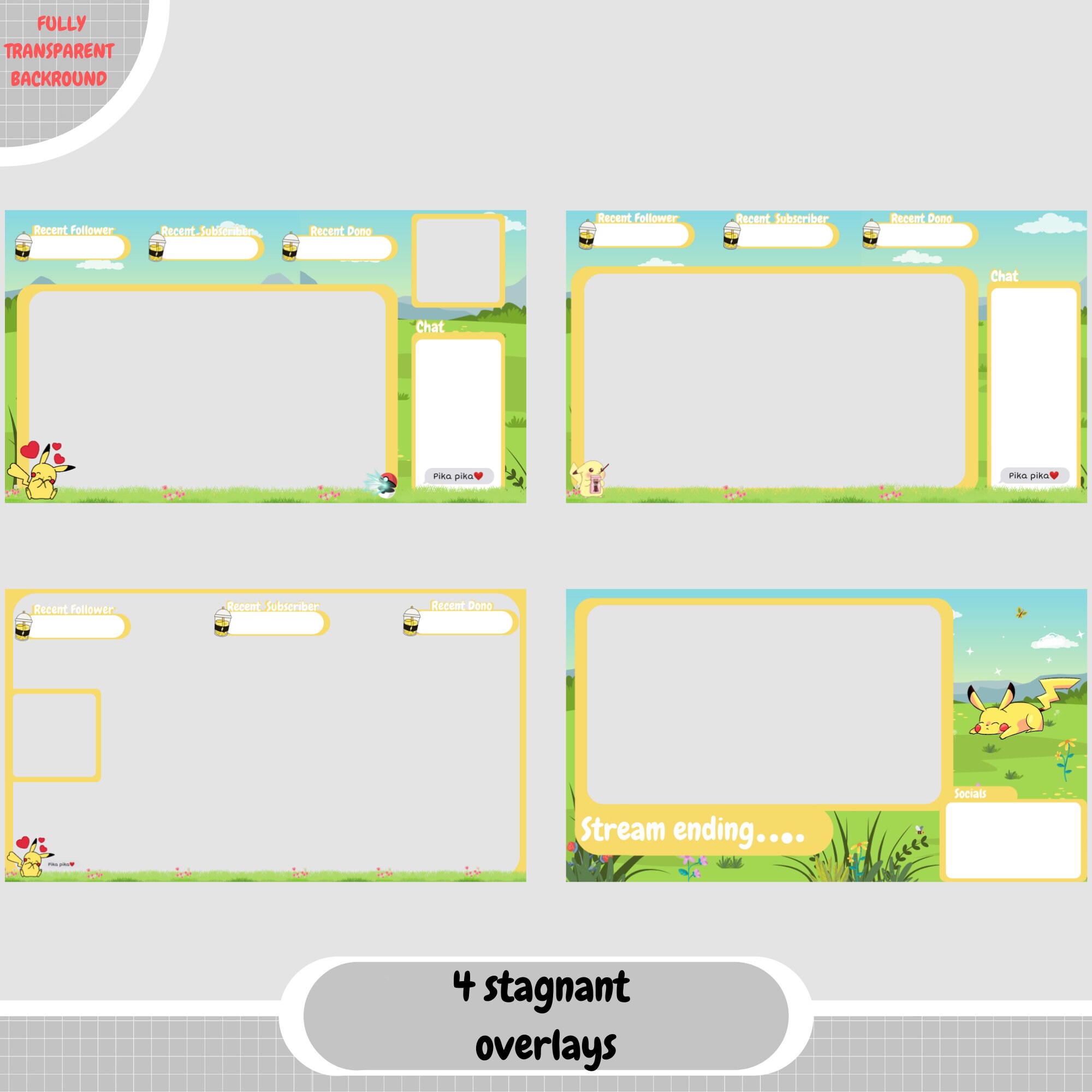 Animated Pokemon Pikachu Twitch Package Overlays, Panels, Matching ...