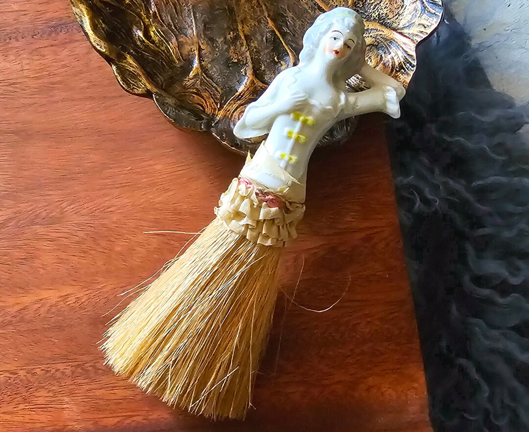 Antique Dresser Brush Porcelain Lady Figurine Whisk Broom Marie Half ...