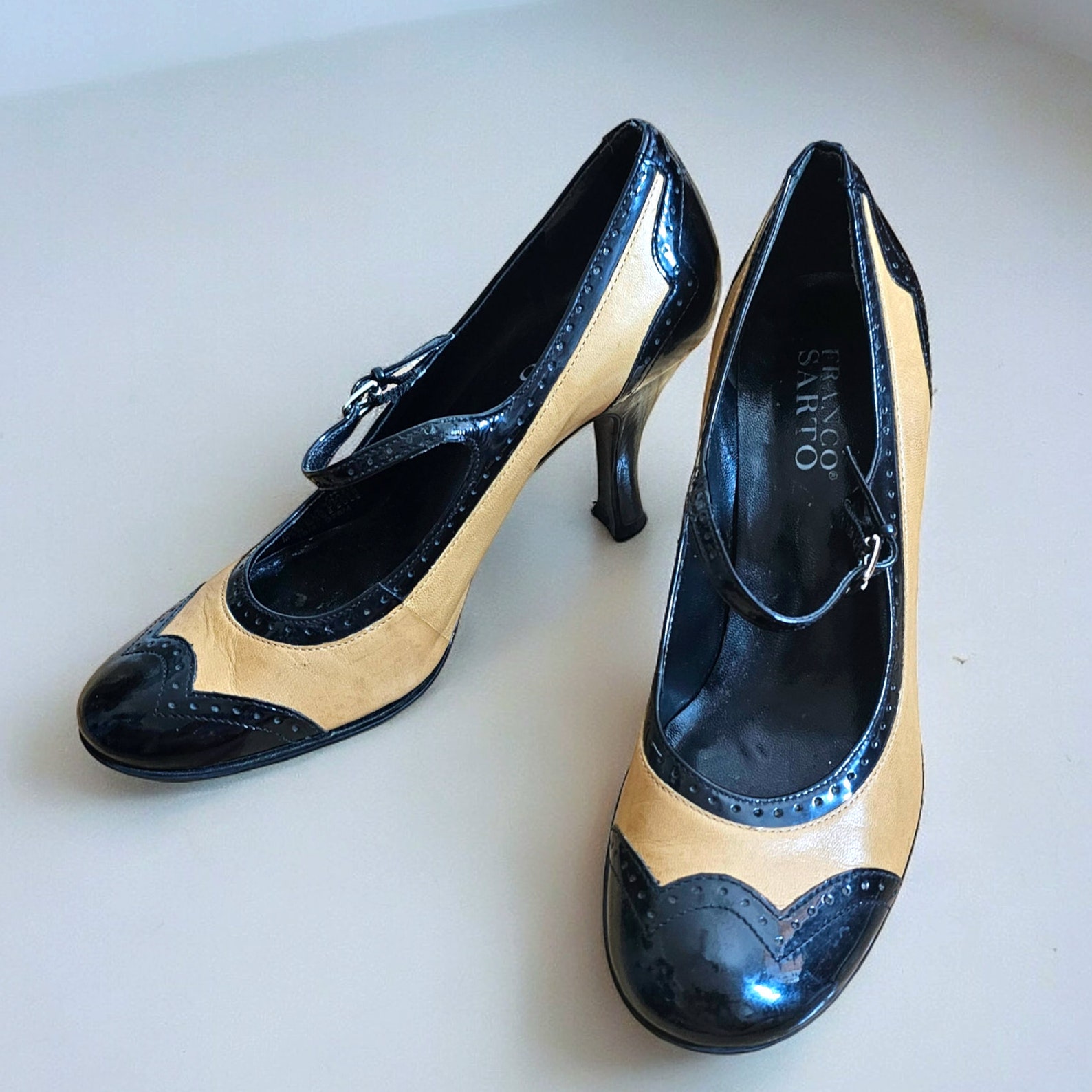 Vintage Franco Sarto Spectator Pumps, 3 Inch Heels, Size 7.5 M, Black ...