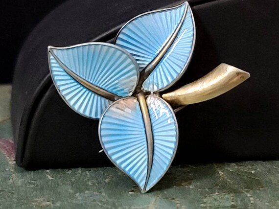 1920s Norwegian GUILLOCH Blue Enamel over STERLING Si… - Gem