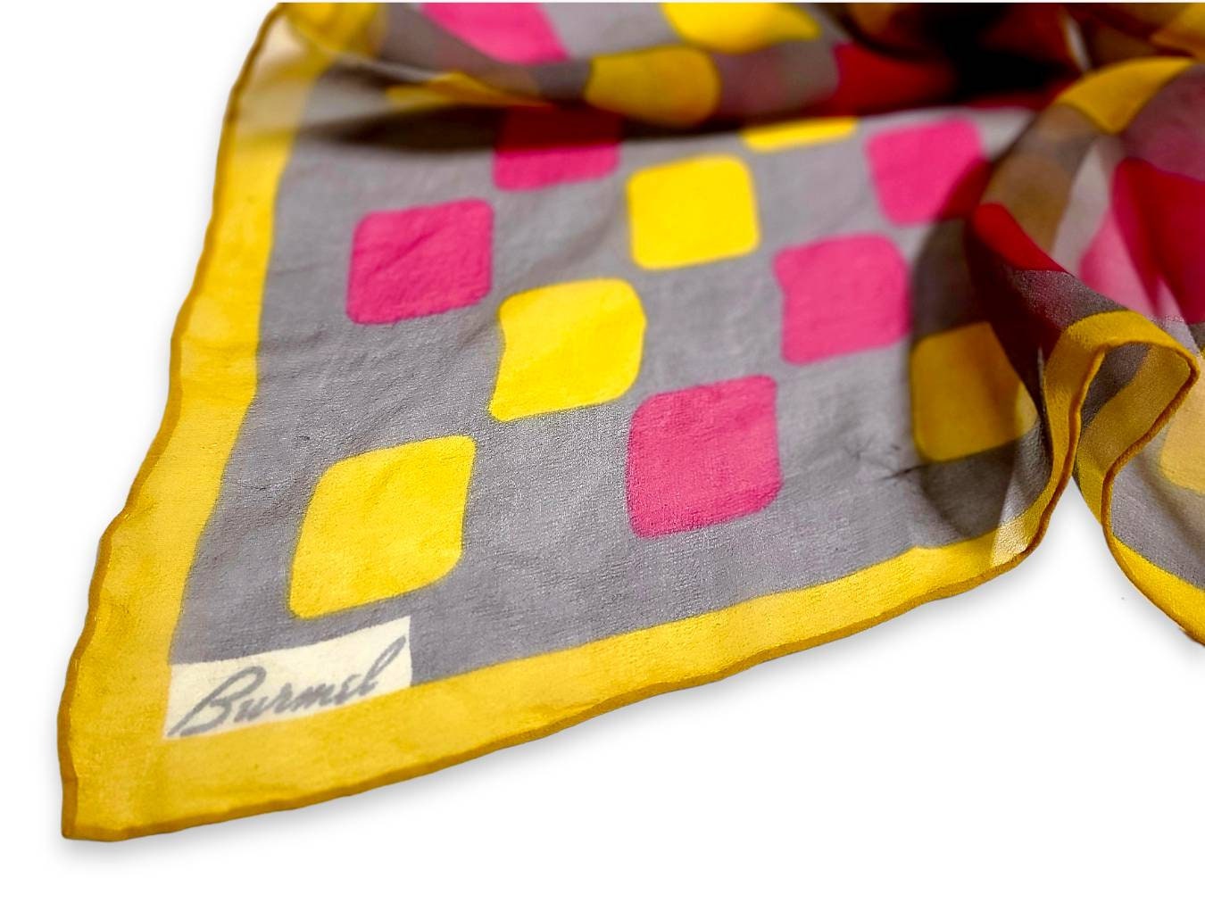 Mod Italian Burmel Chiffon Scarf 22 Square Hand Rolled Hems Square ...