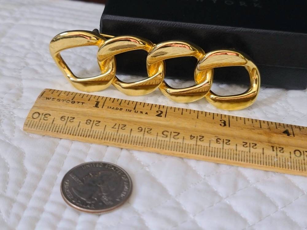 Vintage Chunky Gold Chain Link Pin Abstract 80s 90s Statement - Etsy