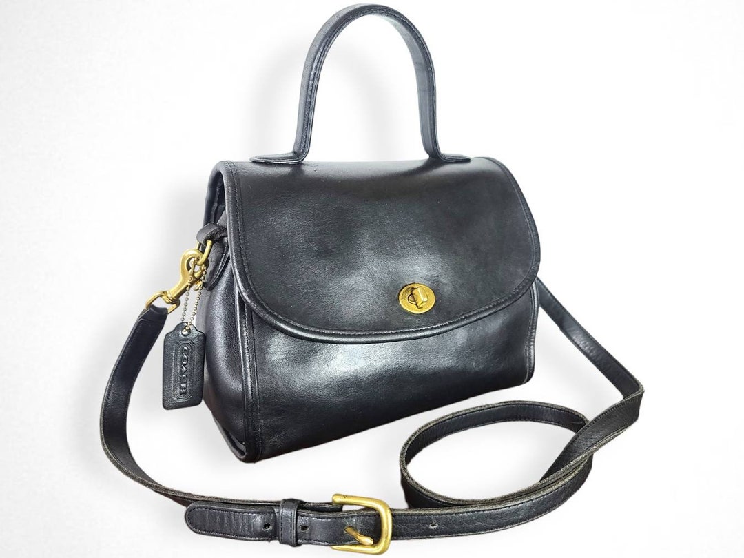 RARE Coach Manor Bag 9977 Vintage Top Handle Black Leather - Etsy