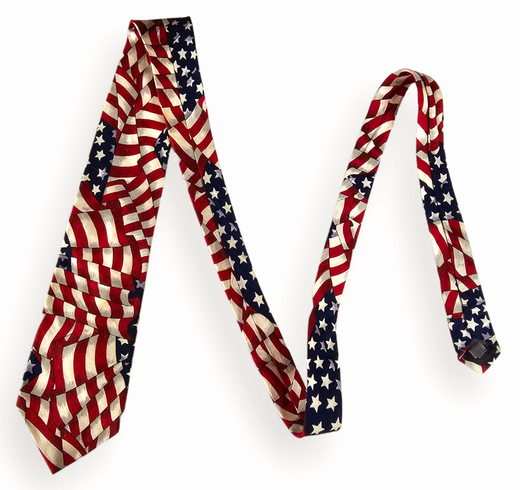 90s Patriotic Tie d'em Crazy, D.C. Enterprises San Jose CA Vtg, Red ...