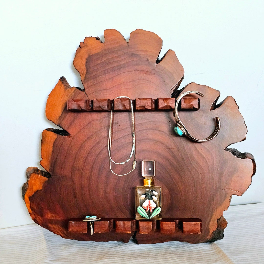 Live Edge Wood Slab Jewelry Holder Display (aka Mid Century Souvenir ...