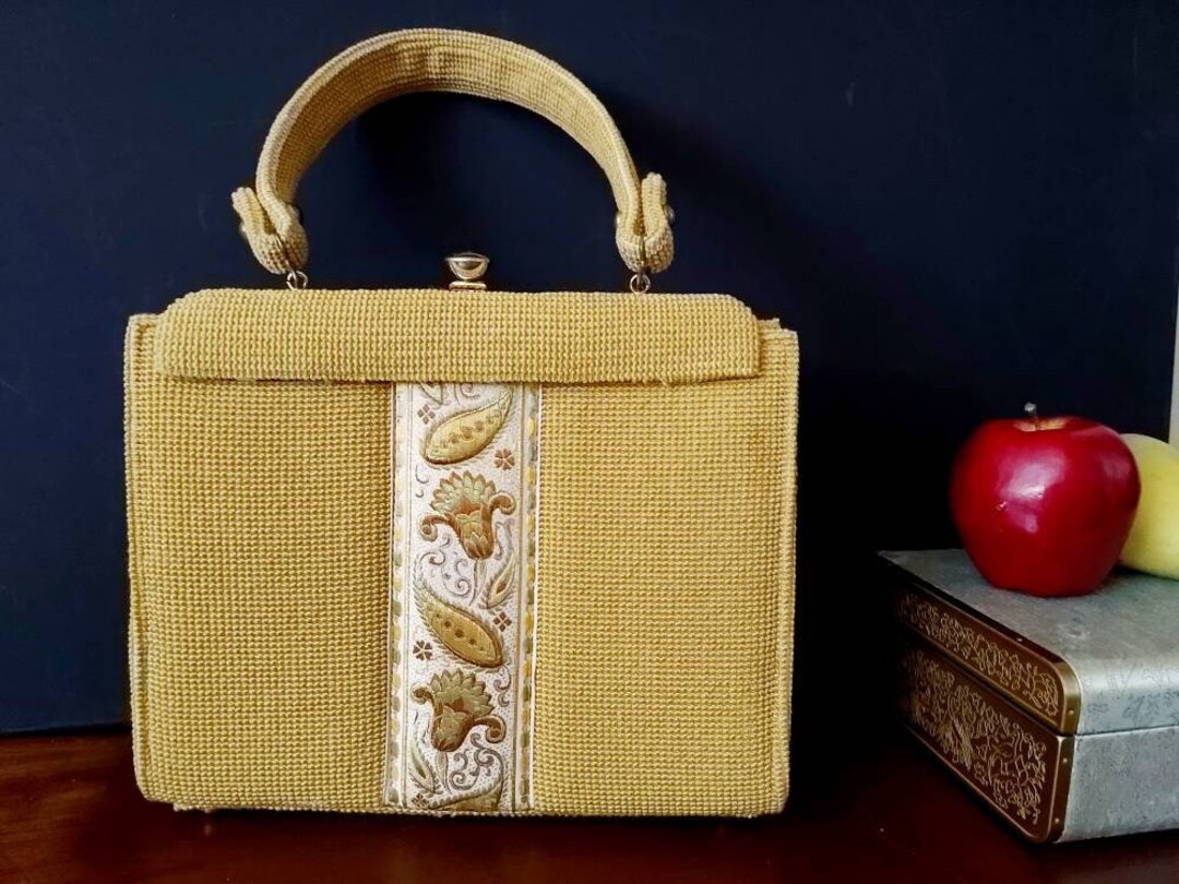 RARE 1950s Faye Mell Design Fleurette Tapestry Handbag Mustard - Etsy