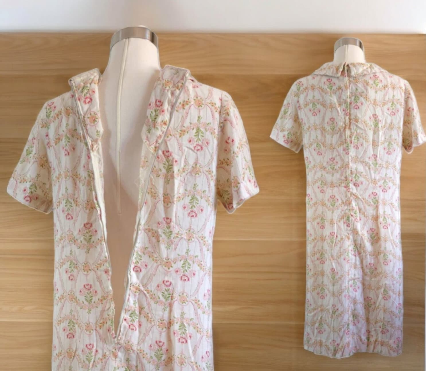 1960s Union Made Shirtdress With Tapered Pointy Barrymore Collar ILGWU ...