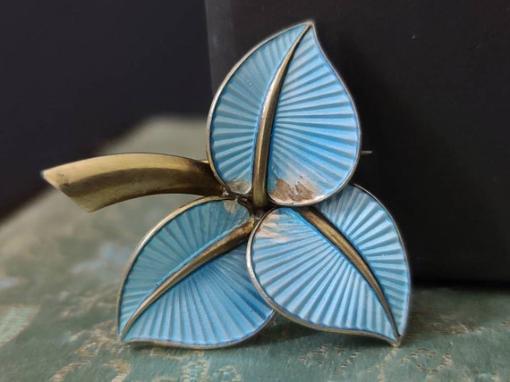 1920s Norwegian GUILLOCH Blue Enamel over STERLING Si… - Gem