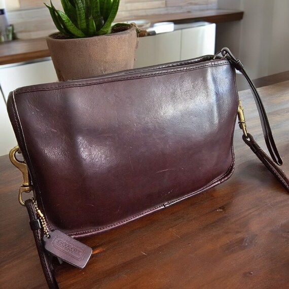 1970s Coach Burgundy Basic Bag with Glued On Registra… - Gem