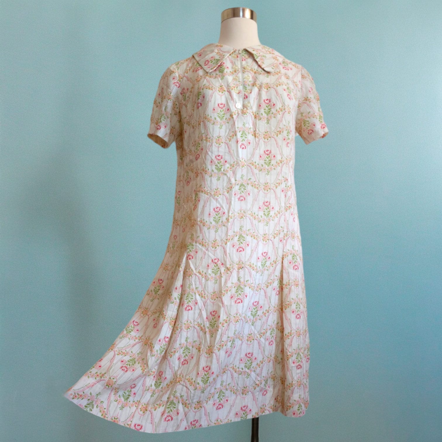 1960s Union Made Shirtdress With Tapered Pointy Barrymore Collar ILGWU ...