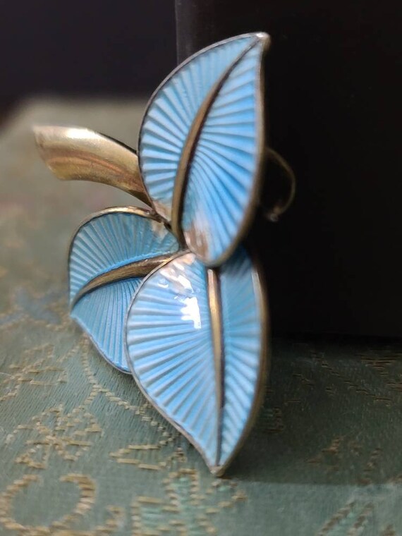 1920s Norwegian GUILLOCH Blue Enamel over STERLING Si… - Gem