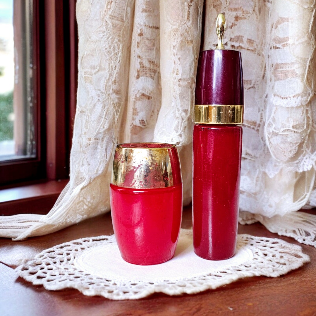 PAIR of 2 Red Avon Charisma Glass Perfume Bottles 1960s Vintage - Etsy