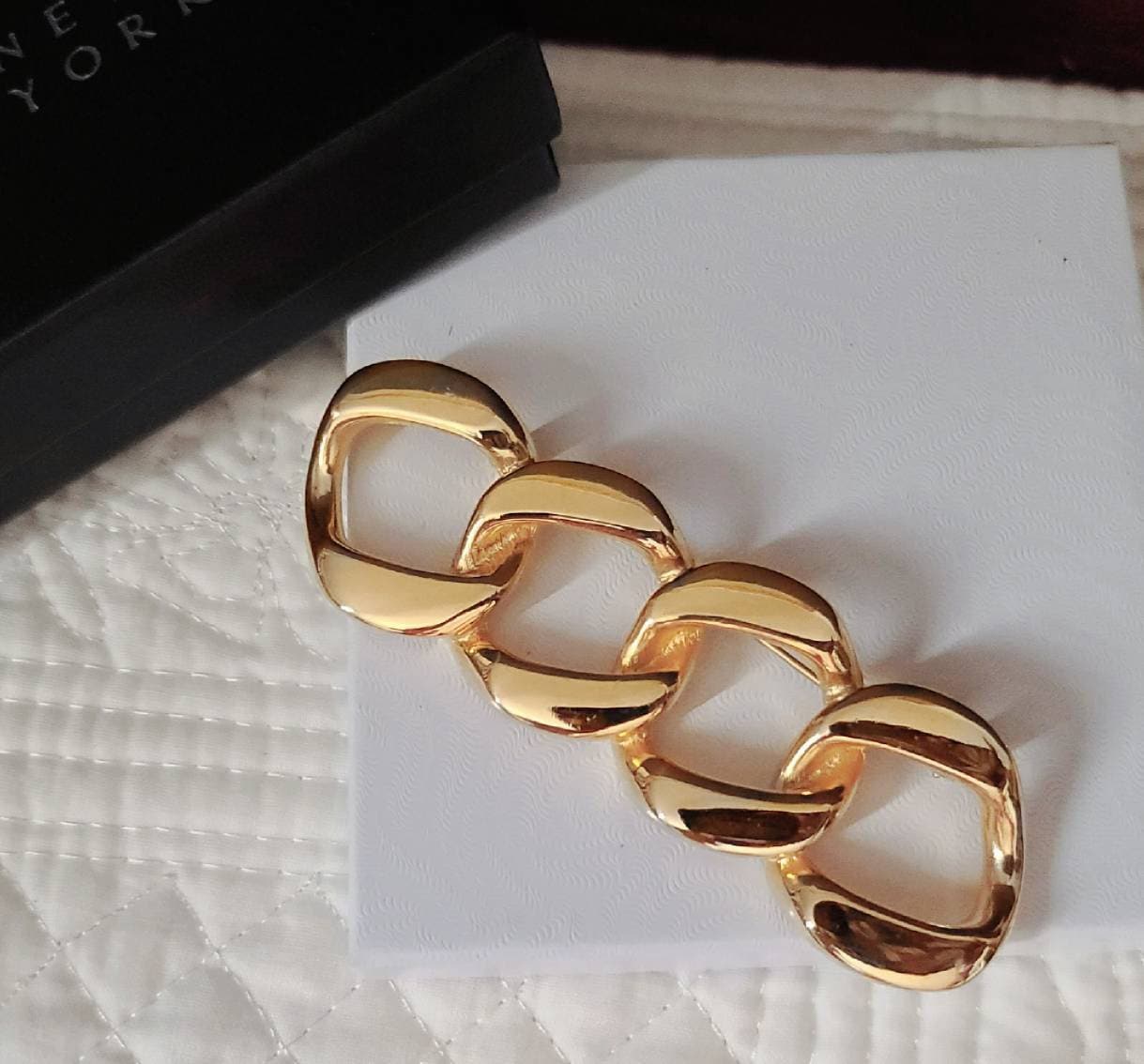 Vintage Chunky Gold Chain Link Pin Abstract 80s 90s Statement - Etsy
