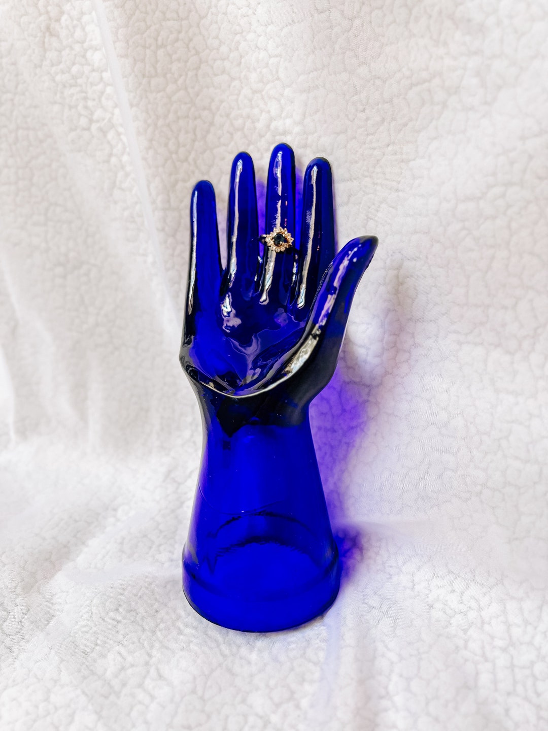 Vintage Cobalt Blue Glass Hand/jewelry Holder - Etsy
