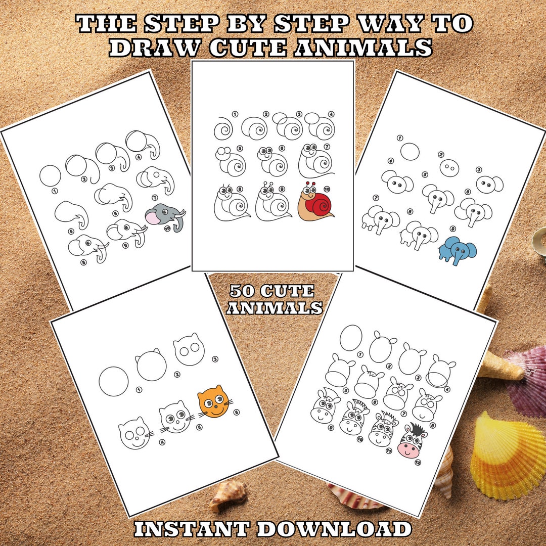 Learn to Draw 50 Cute Animals INSTANT DOWNLOAD the Step by Step Way to ...