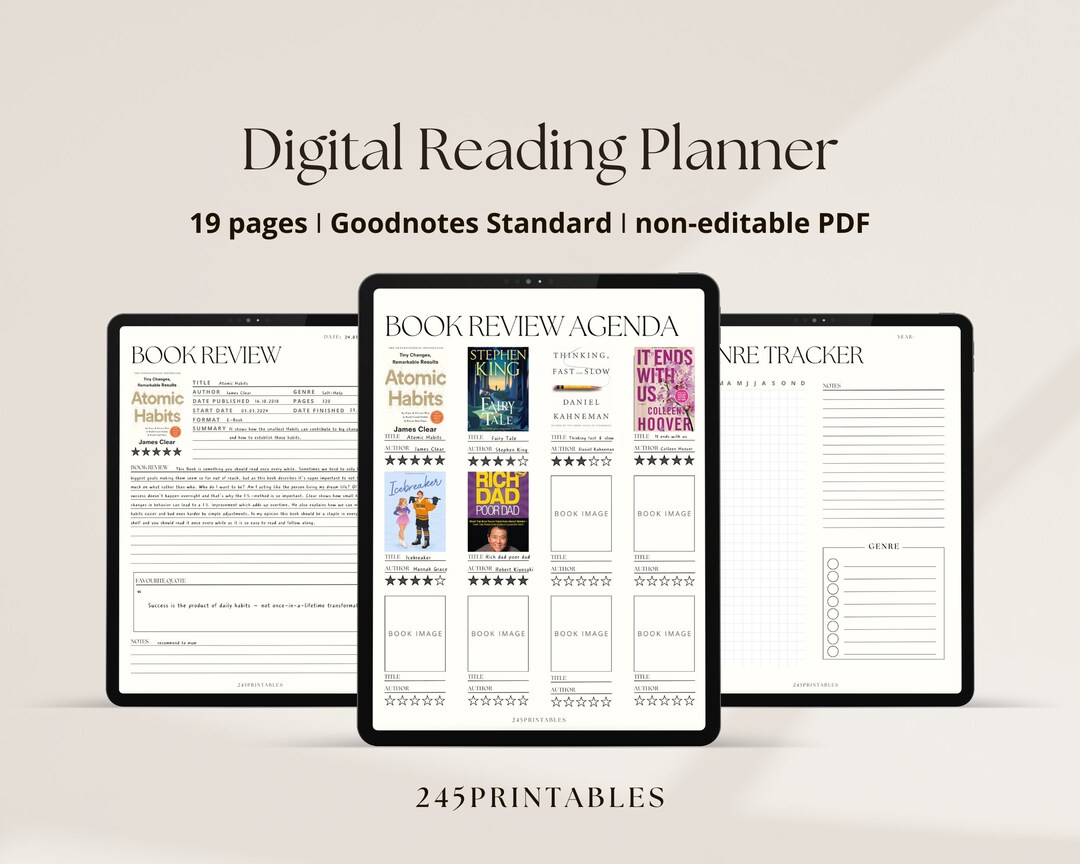 Reading Printable, Reading Log, Digital Reading Journal, Book Review ...