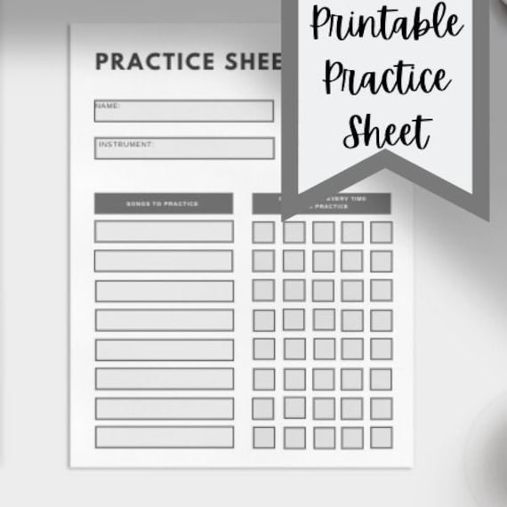Printable Music Student Practice Sheet - Etsy