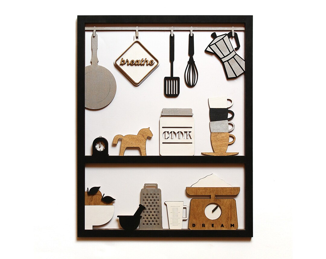 Wooden Kitchen Framework, Modern and Minimal Style, Laser Cut Wall Art ...