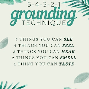 5-4-3-2-1 Grounding Technique, Mindfulness Grounding, DBT Poster - Etsy