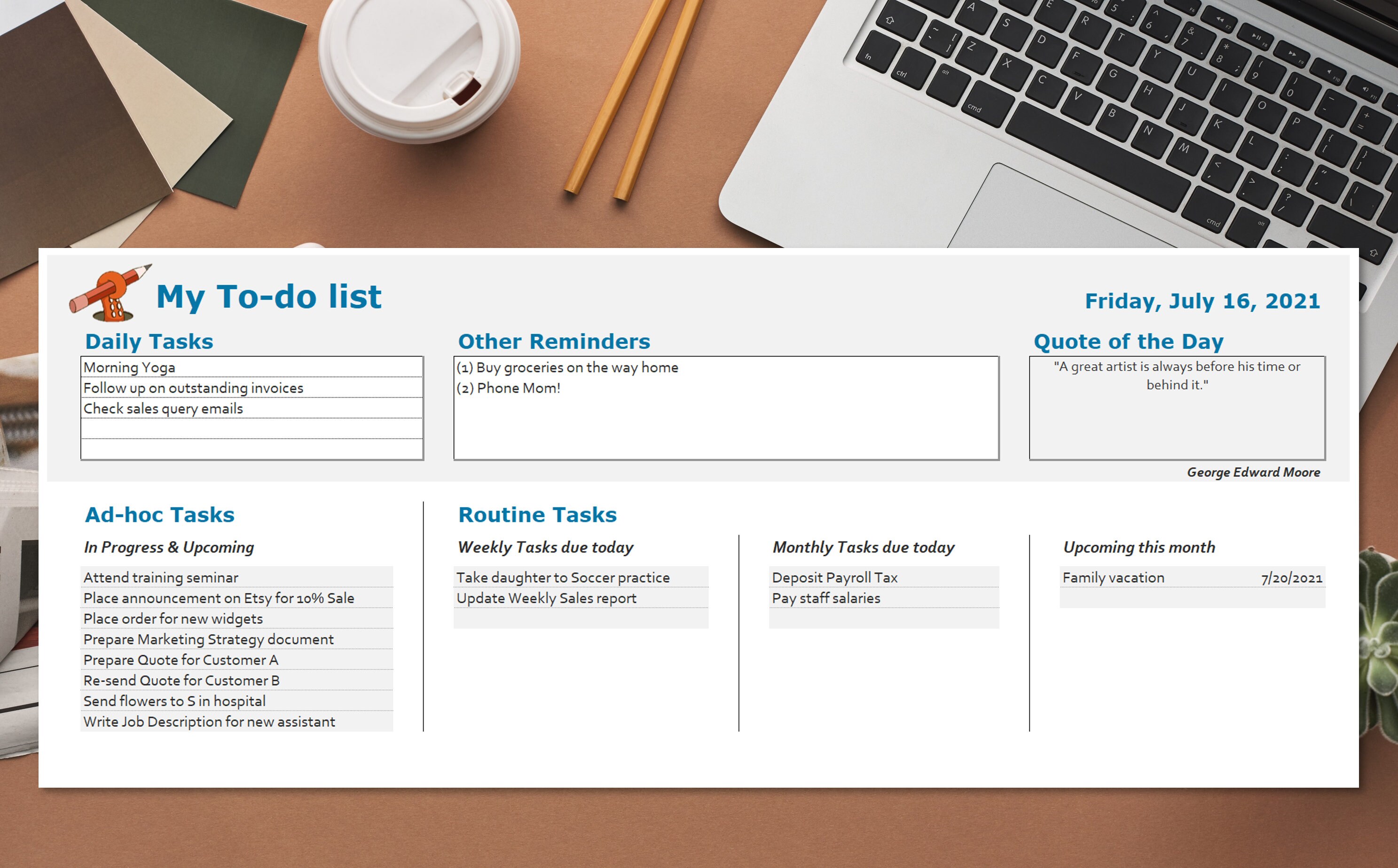 To-do List Template Excel Small Business Printable To-do | Etsy