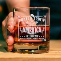 President Trump Laser Engraved Whiskey Glass, Right Wing, Conservative ...