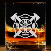 Personalized Fireman Whiskey Glass, Firefighter Scotch Glass. Engraved ...