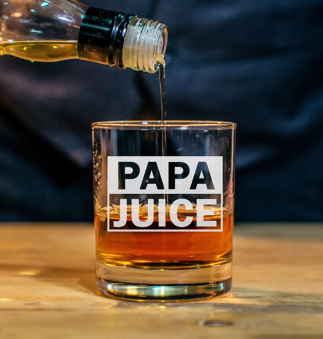 Papa Juice Whiskey Glass – Engraved Bourbon Rocks Glass, Grandpa Gift ...