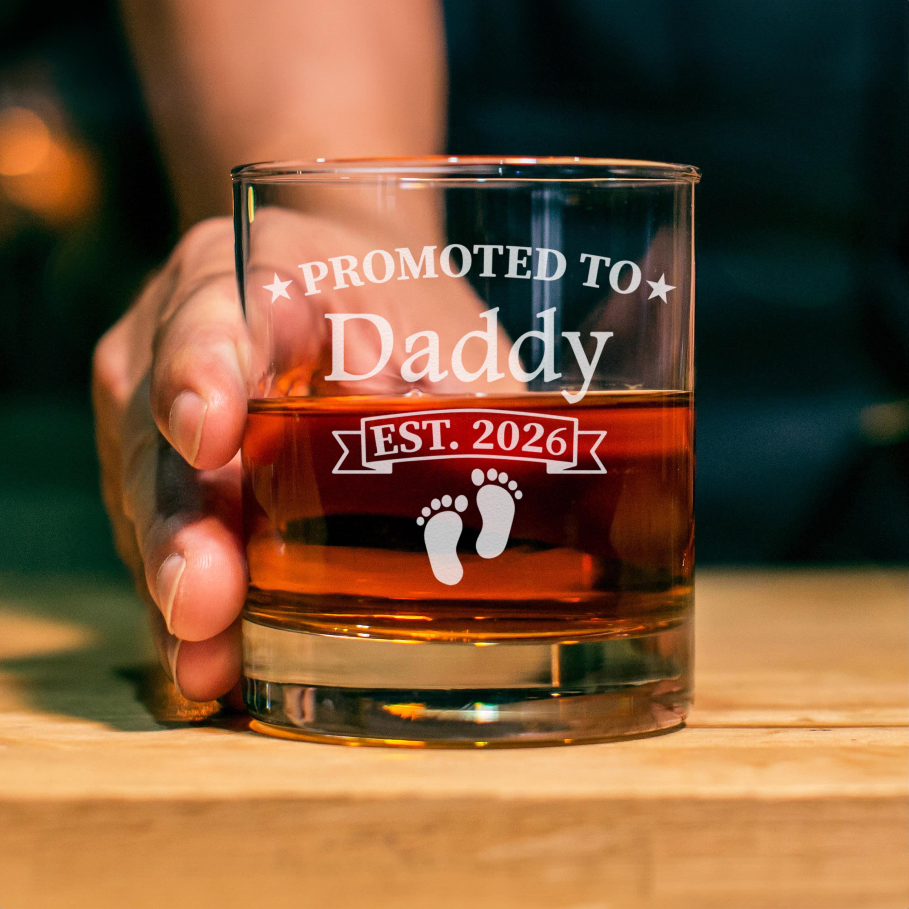 New Dad Gift - Promoted to Daddy Est. 2025, 2026 - Personalized Whiskey ...