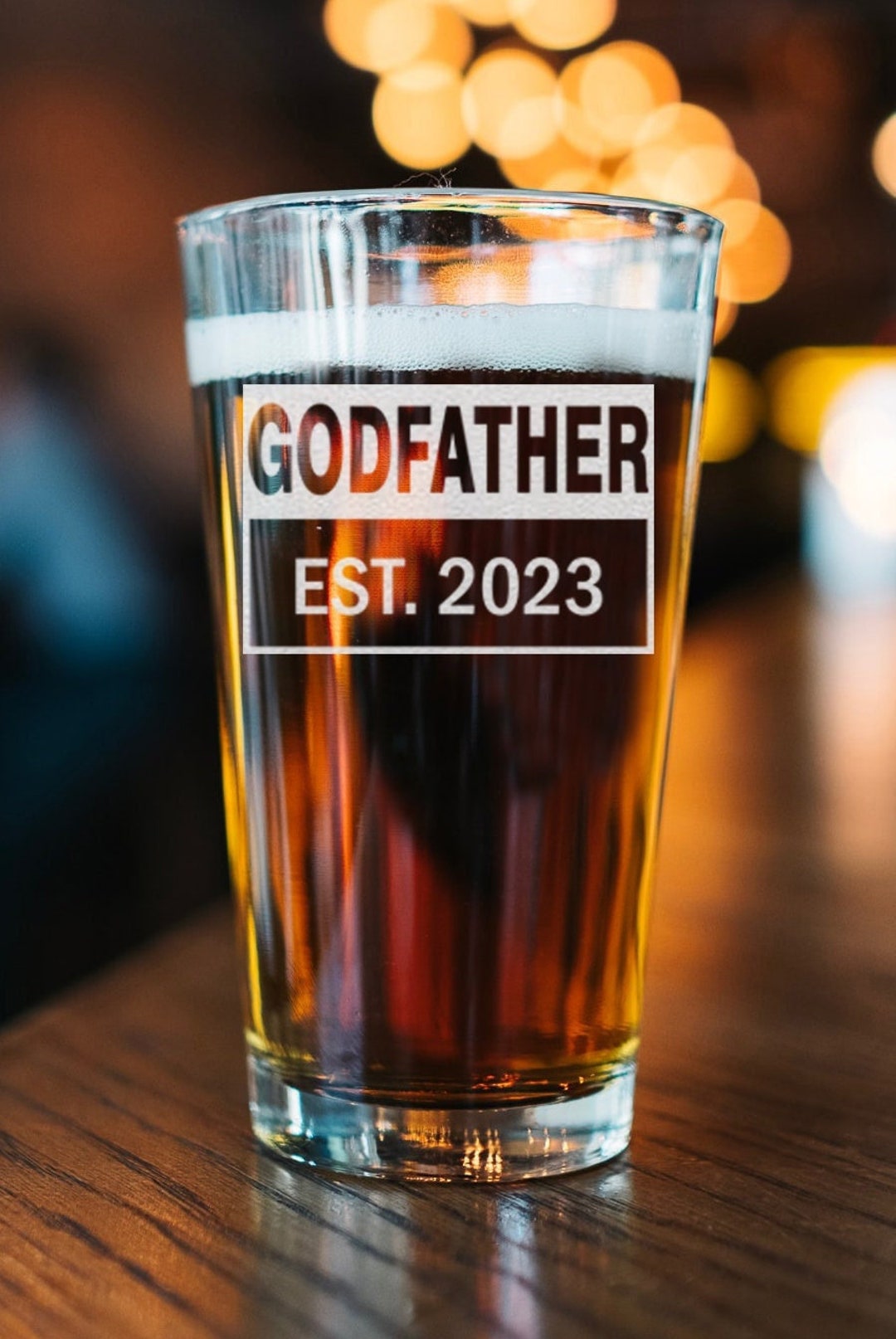 Godfather Est 2023 Beer Glass, Special Godparent Gift, Communion ...