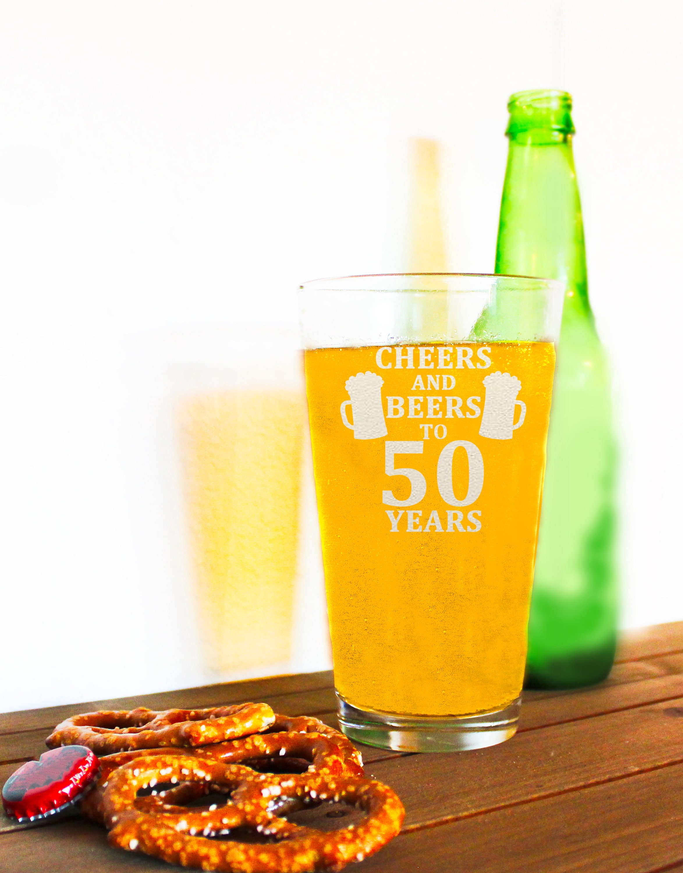 50th Birthday Gifts for Men Women - Cheers and Beers to 50 Years - 16oz ...