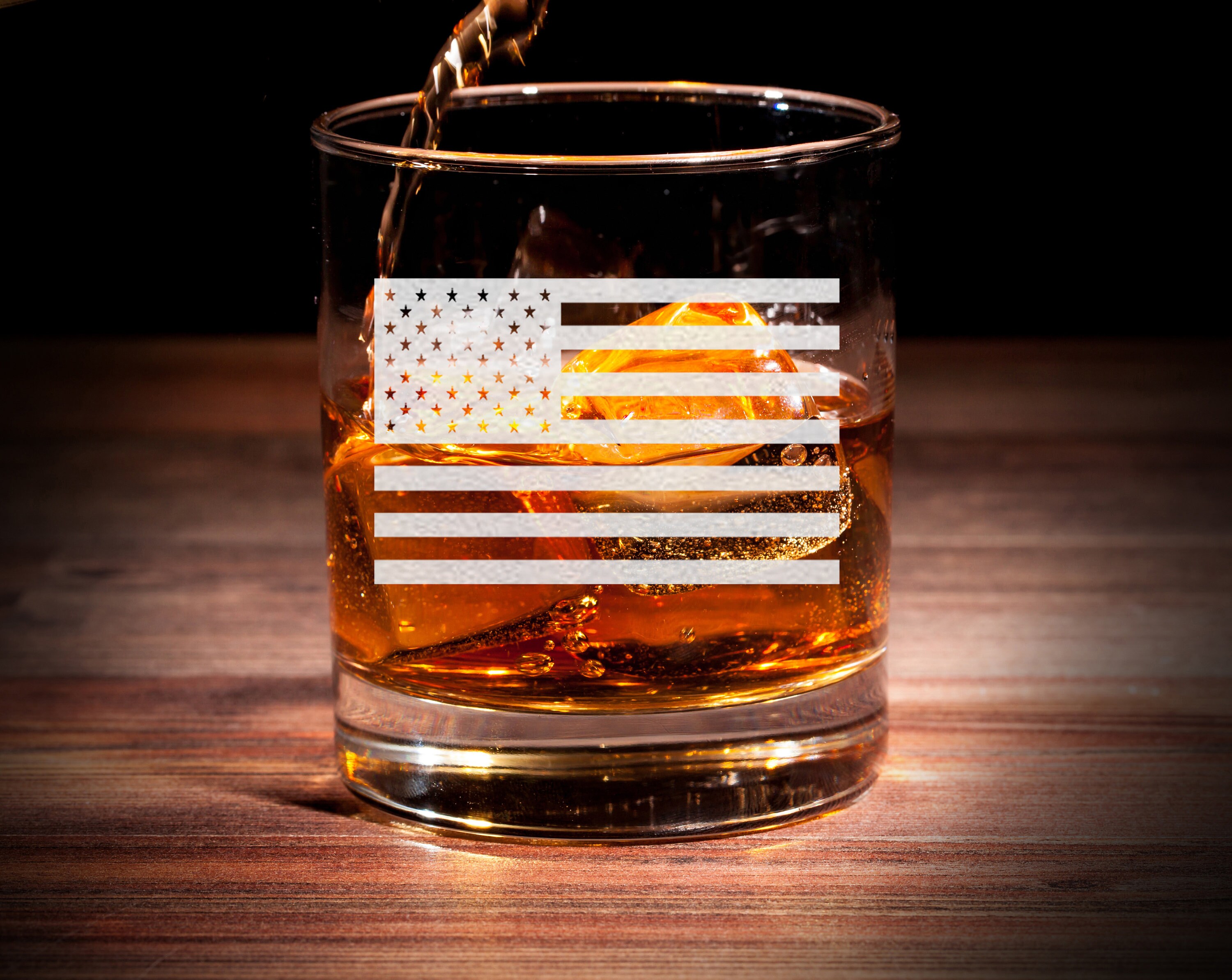 American Flag Engraved Whiskey Glass - Patriotic Veteran Gift - Etsy