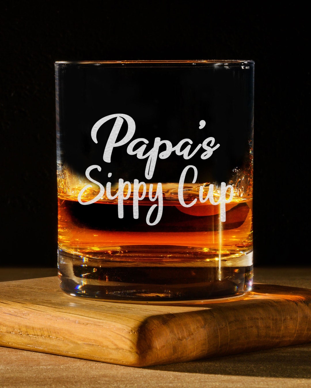 Papa's Sippy Cup 11oz Whiskey Glass - Engraved Rack Glass - Gift for ...