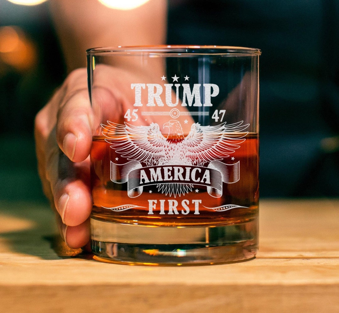 Donald Trump America First 45 & 47, Laser Engraved 11oz Old Fashioned ...