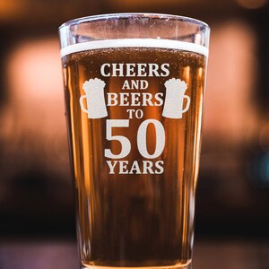 50th Birthday Gifts for Men Women - Cheers and Beers to 50 Years - 16oz ...