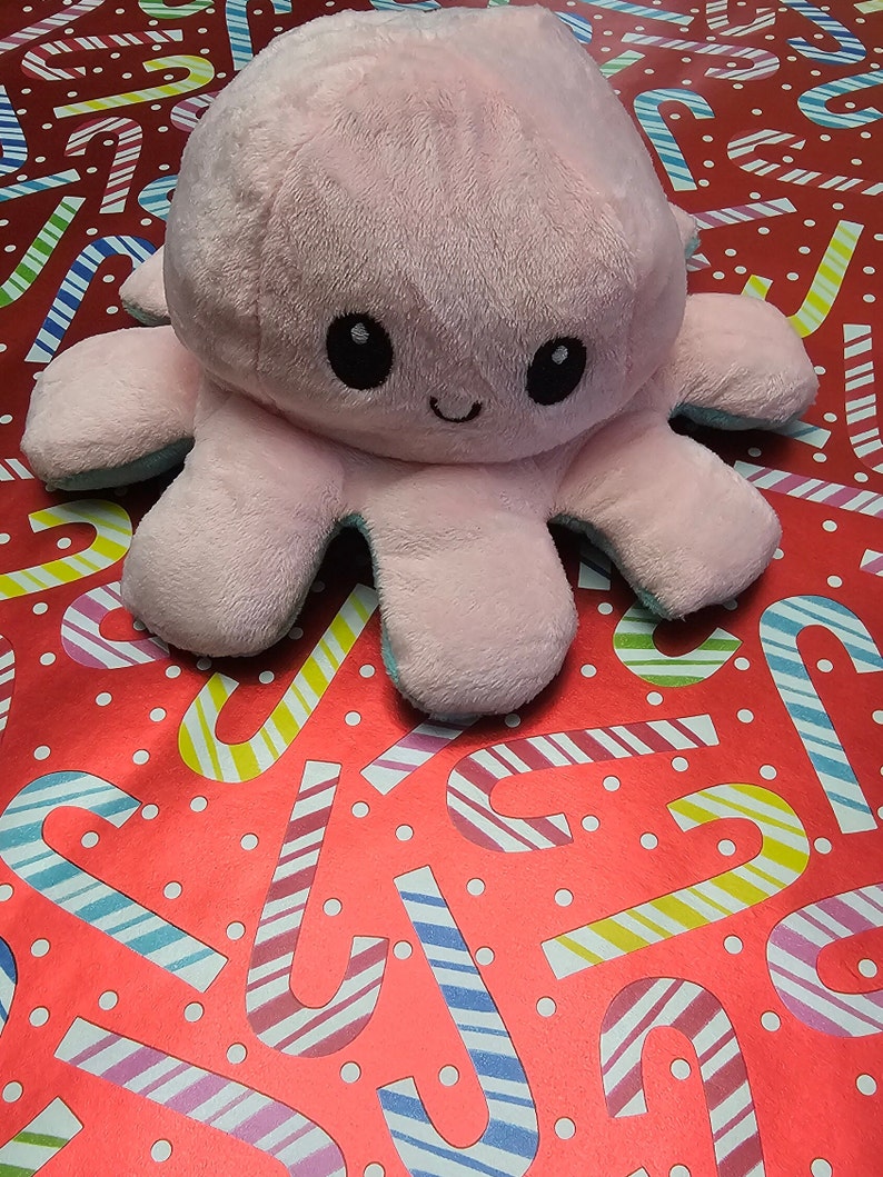 Reversible Octopus Plush - Pink and Blue, Double-sided Soft Toy, Mood ...