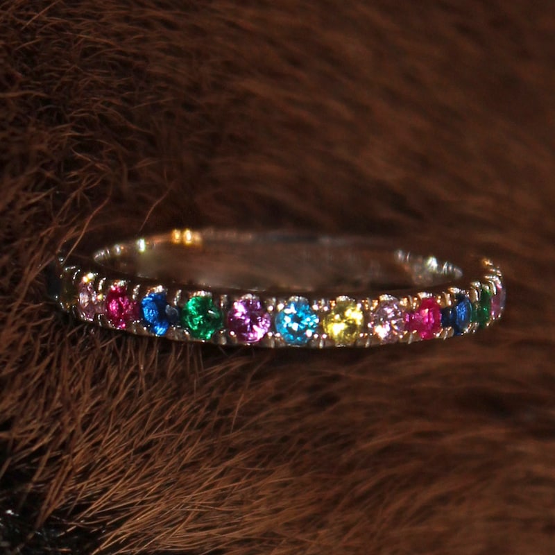 Rainbow Stone Ring - Etsy