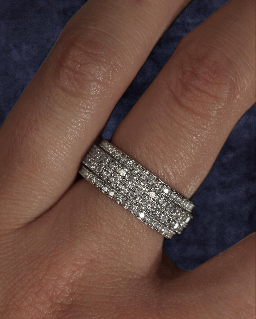 Spinning Diamond Ring: Rhodium-plated Sterling Silver Fidget Jewelry - Etsy