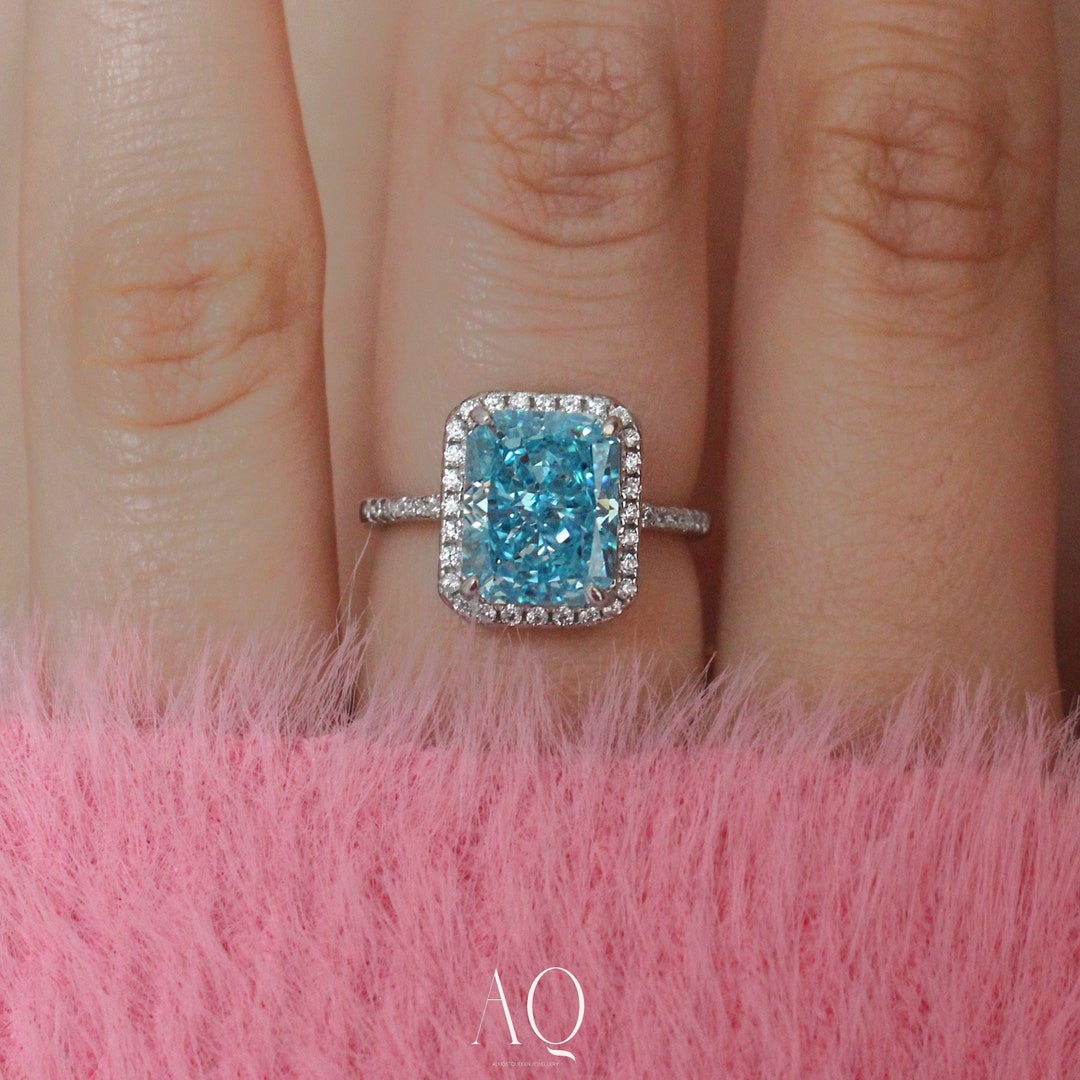 Gorgeous Sky Blue Ring. 11 Colors. Sterling Silver 925 Ring With Big ...