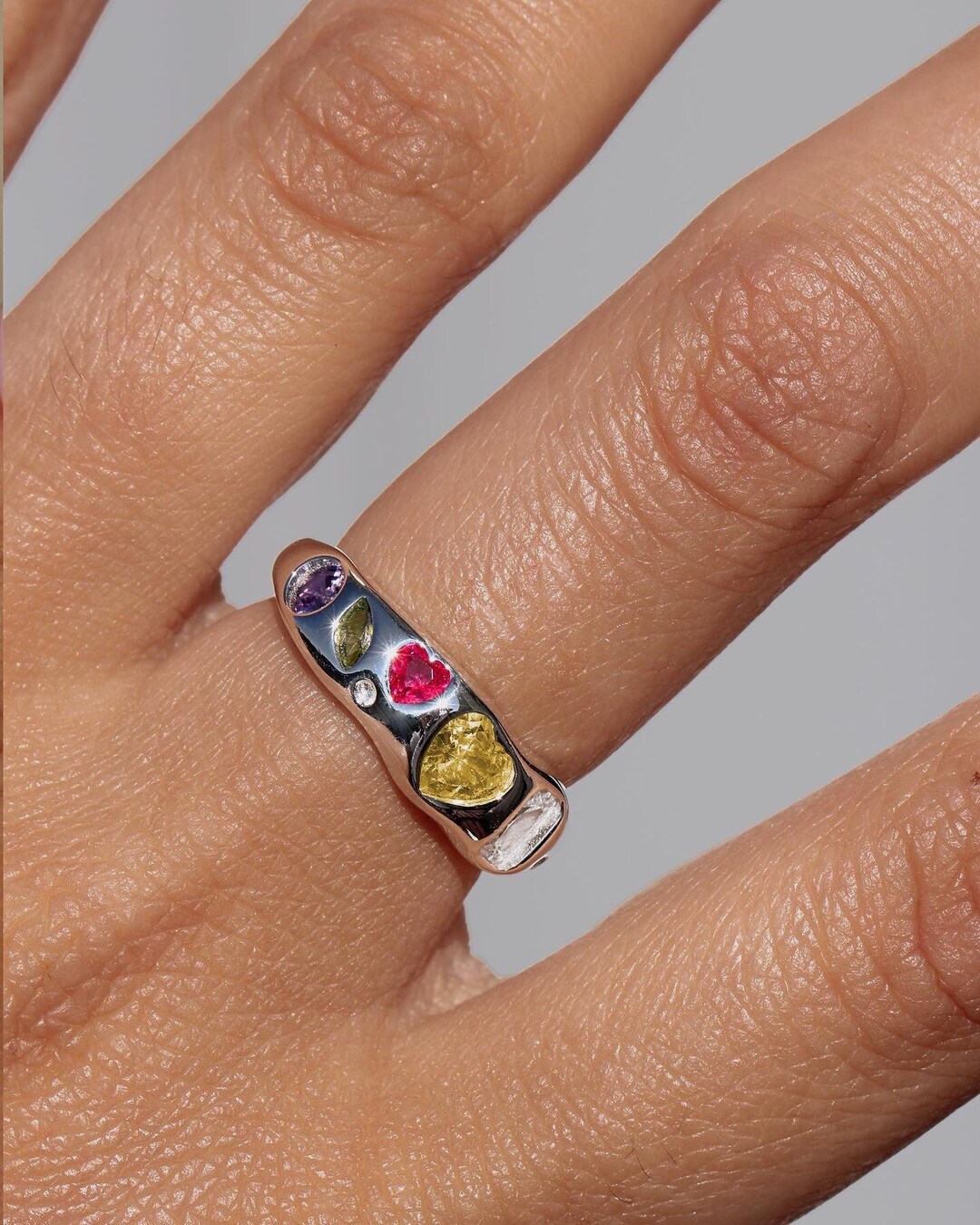 Bright Delightful Ring. Sterling Silver 925 Ring With Colorful High ...